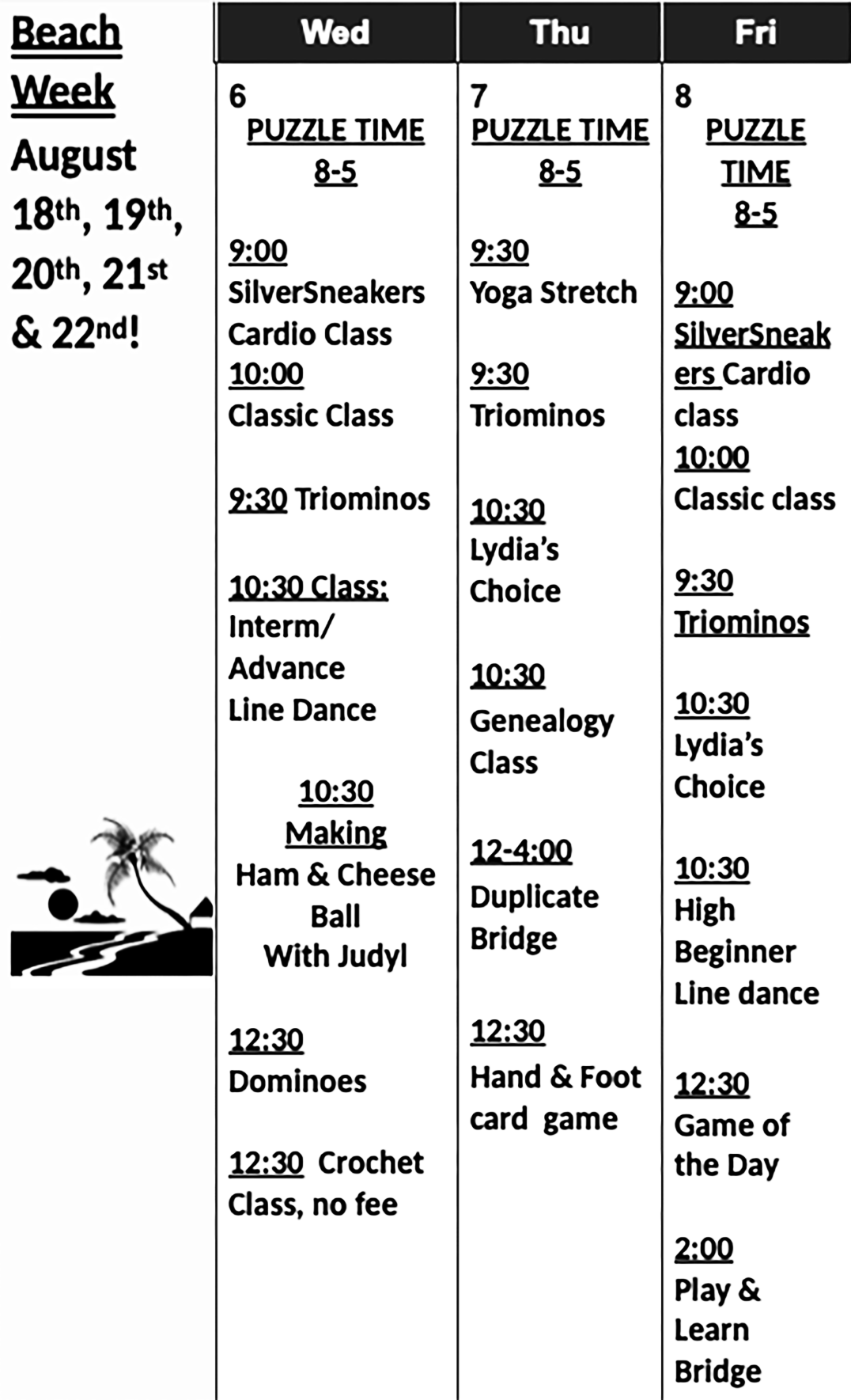 Whitfield County Senior Center Activity Calendar for August – Week 2 ...